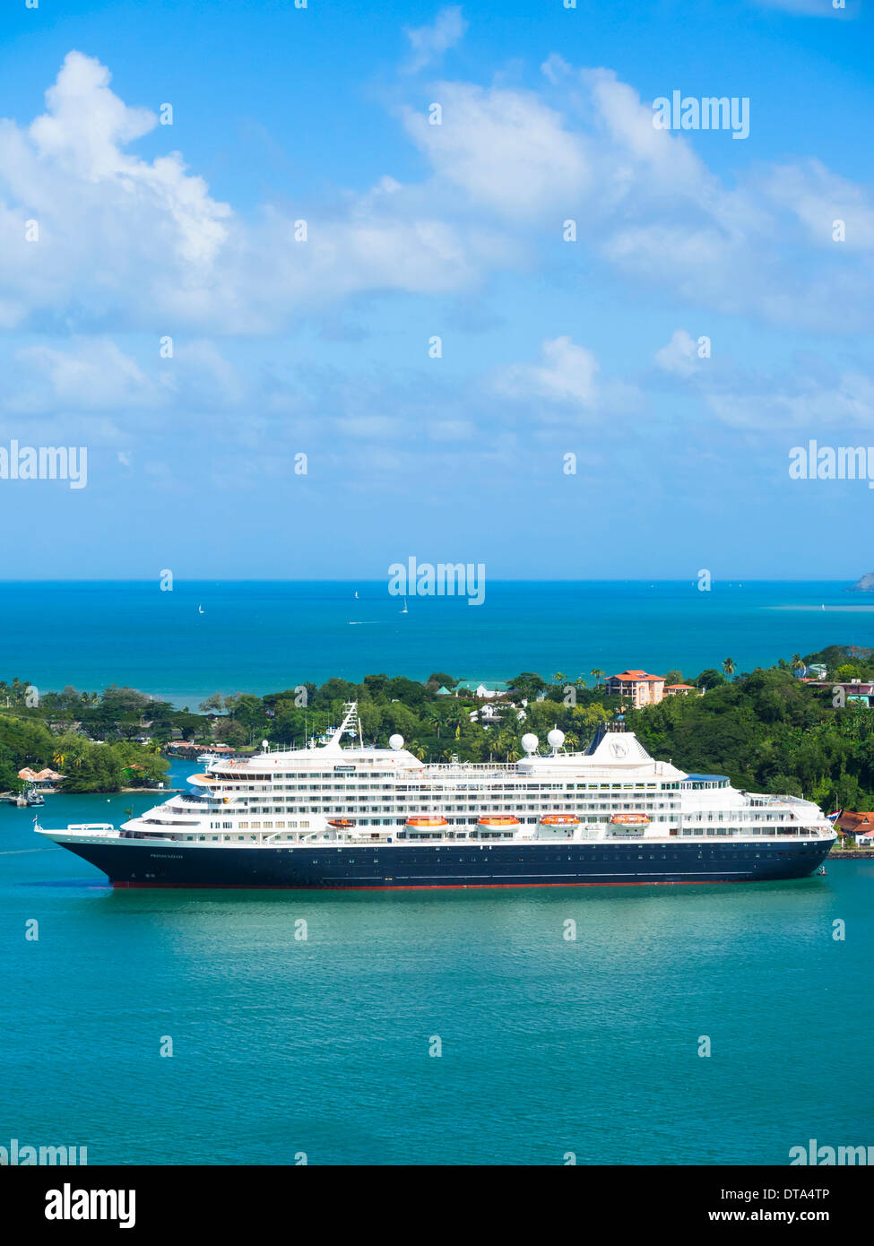 The luxury cruise ship Prinsendamm moored at the Pointe Seraphine ...