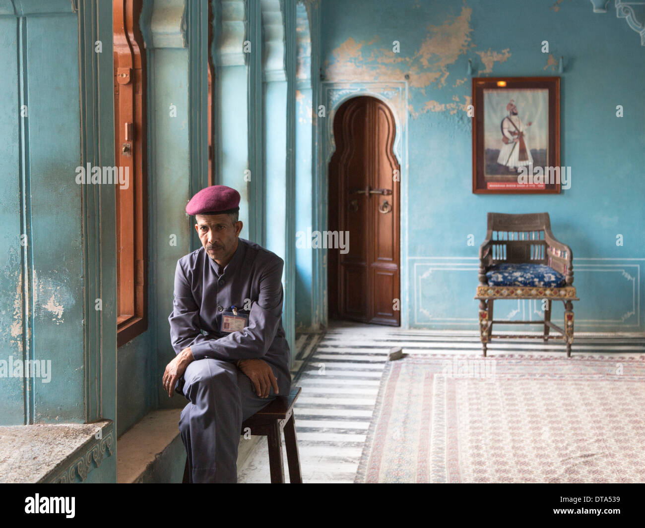 Museum guard in Udaipur city palace in Rajasthan, India Stock Photo - Alamy
