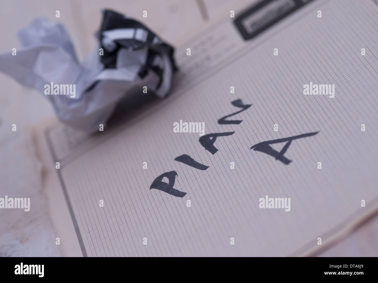 Still life image of a piece of paper with the words Plan A Stock Photo ...