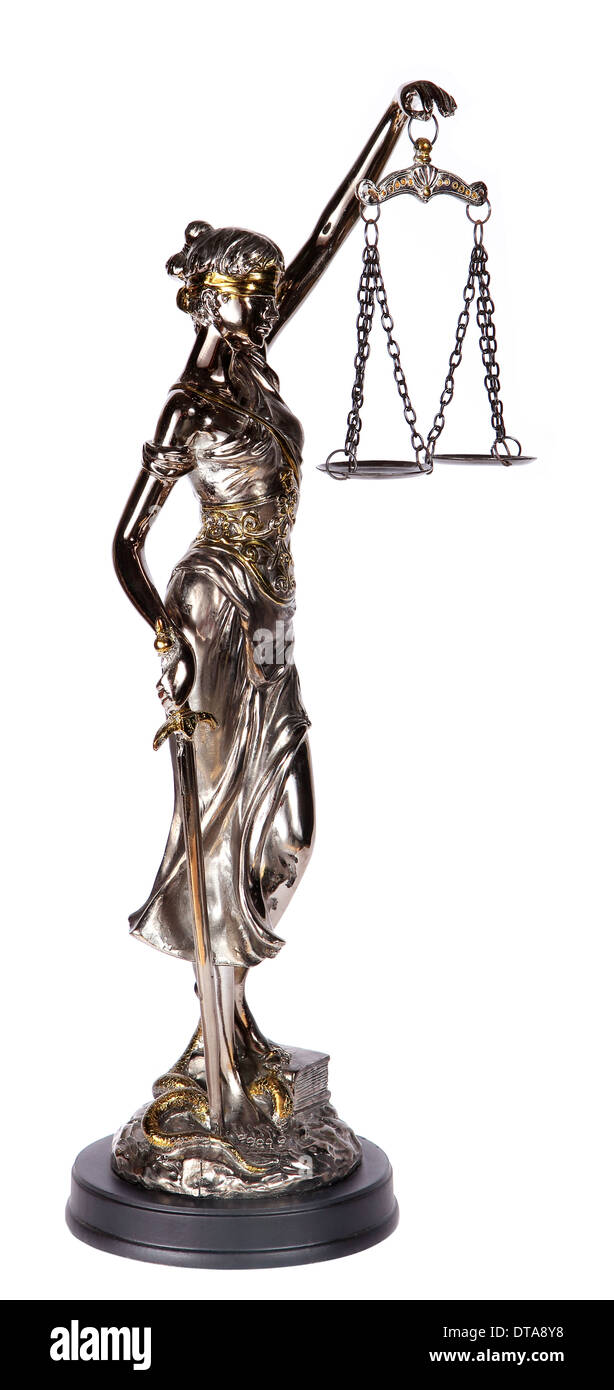 Themis, mythological Greek goddess, isolated over white background ...