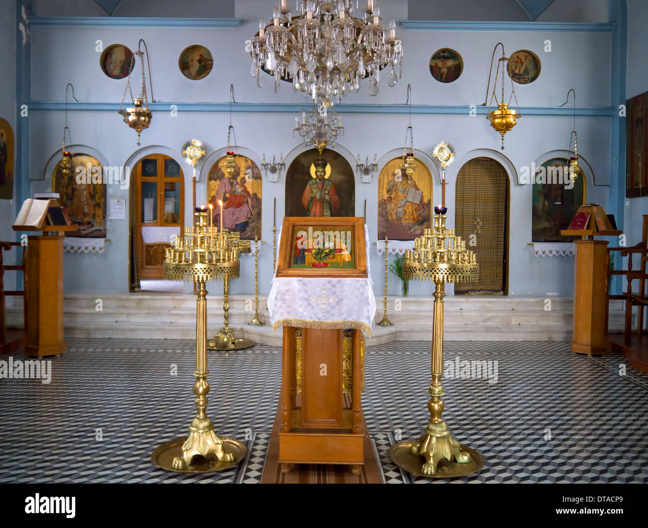 The interior of a church on the Island of Ithaca in Greece Stock Photo ...