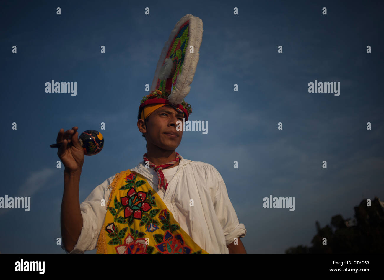 A Totonacan indigenous teenager dances at the pilgrimage to Our Lady of ...