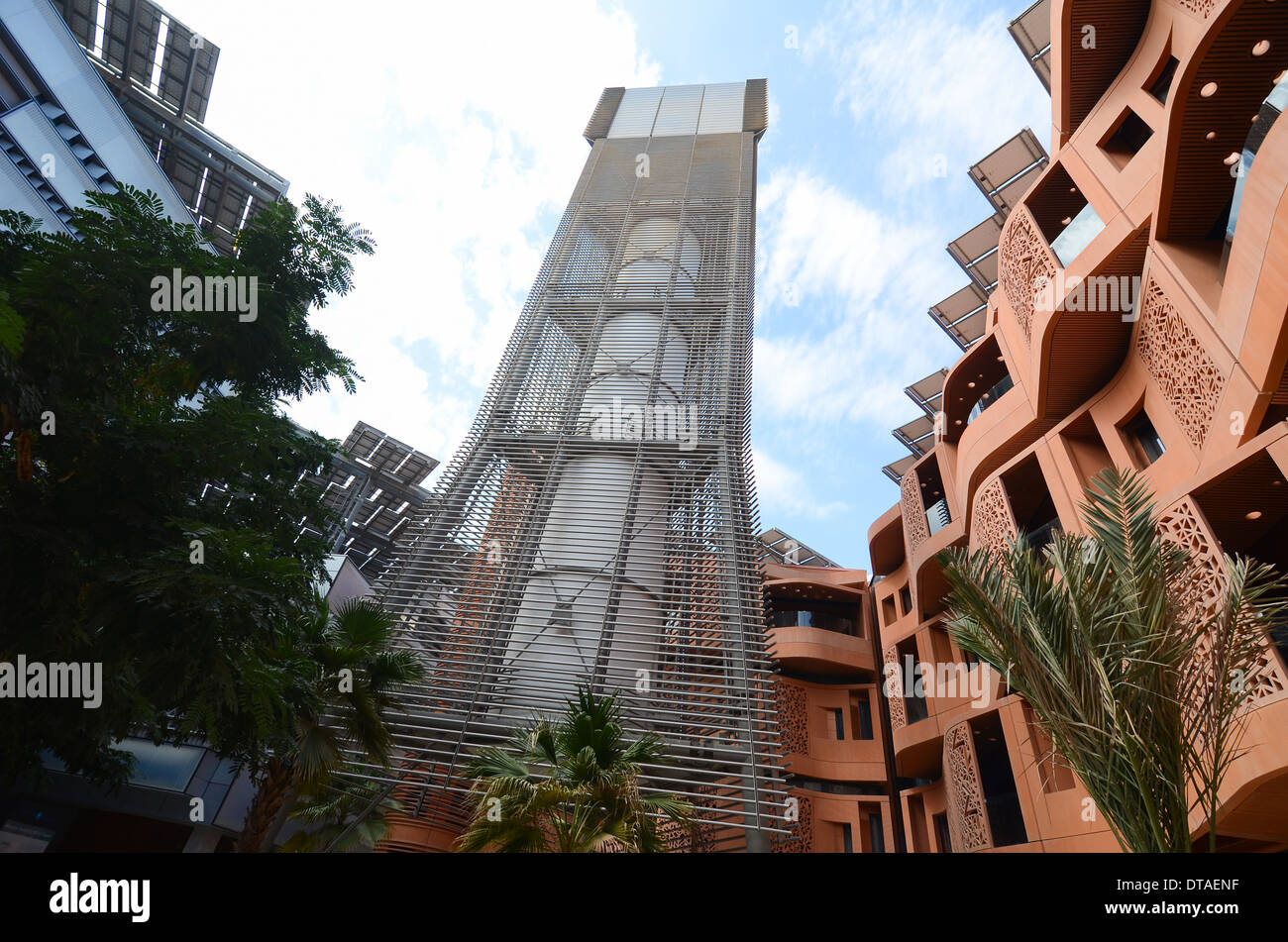 Masdar city wind tower hi-res stock photography and images - Alamy