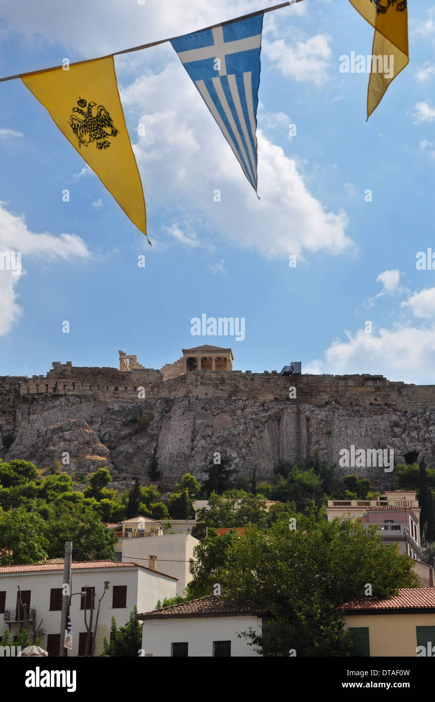 View of Plaka an old historical neighborhood built under the Acropolis ...