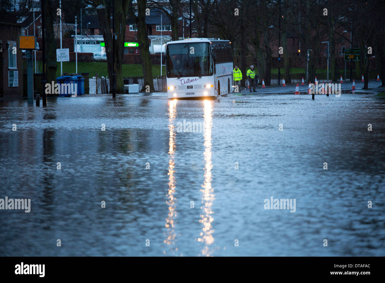 Worcester City Centre around the River Severn area showing the floods ...