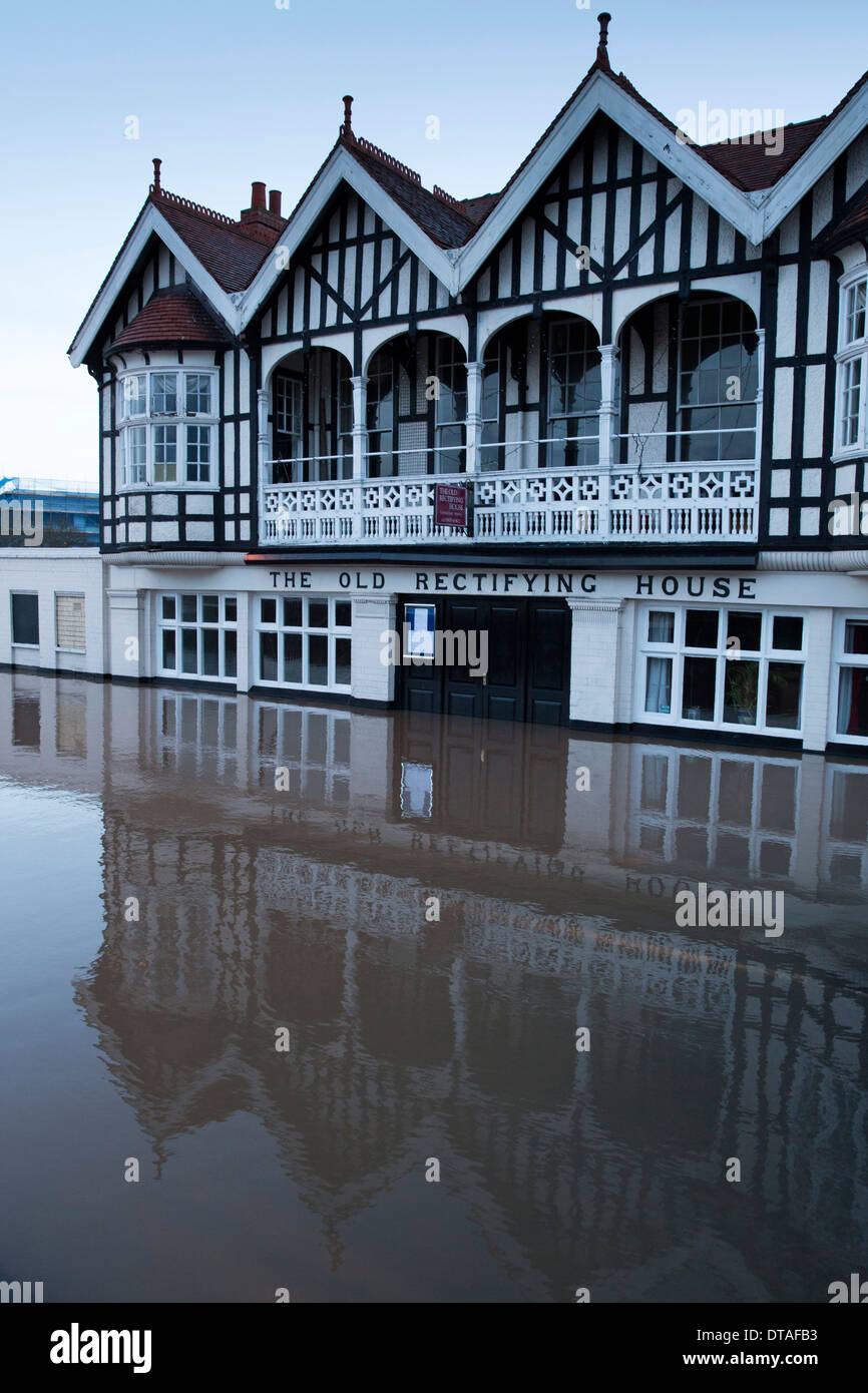 Worcester City Centre around the River Severn area showing the floods ...