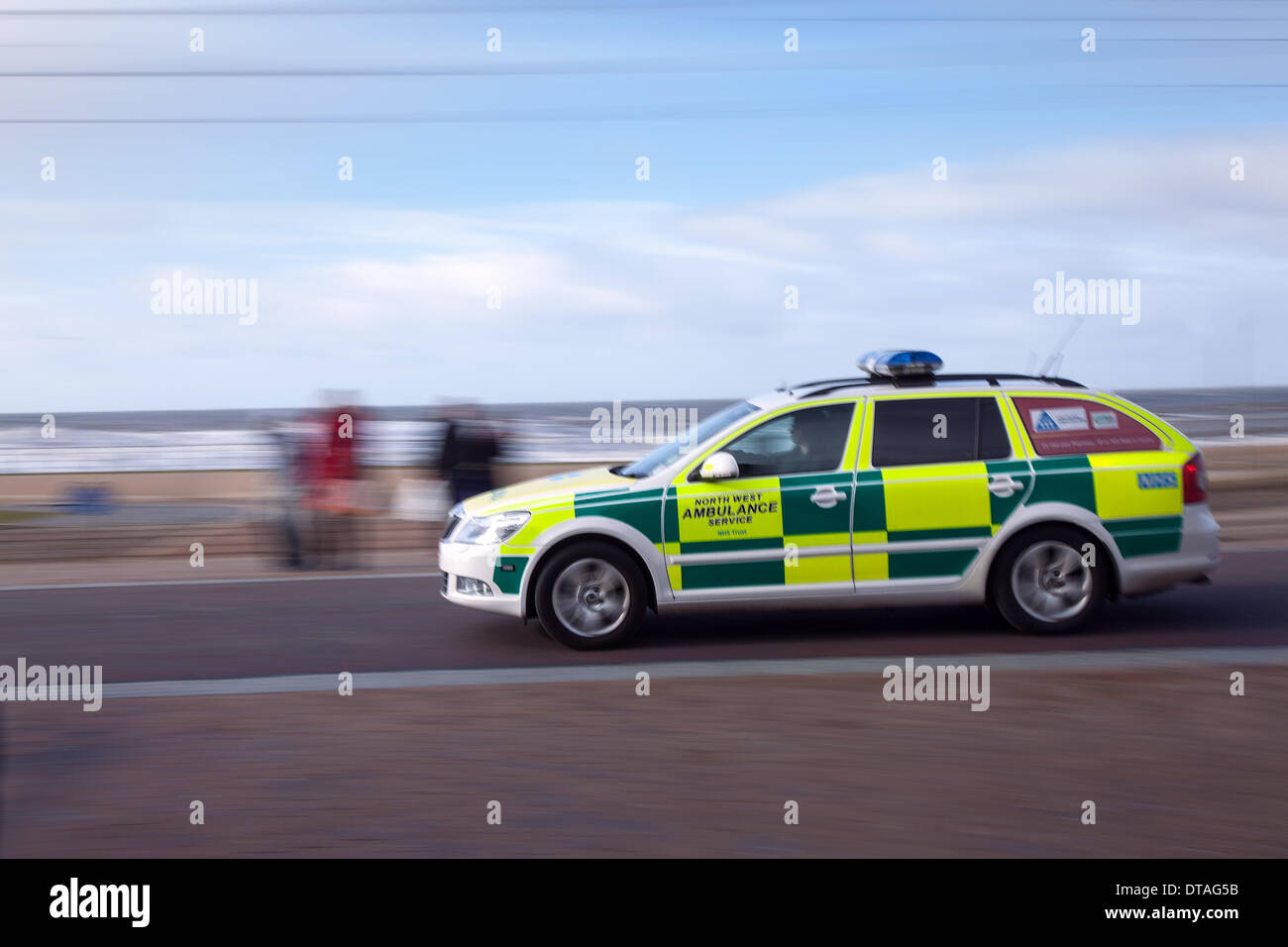 Cars side view road blur; NHS ambulance in Blackpool 13th February ...