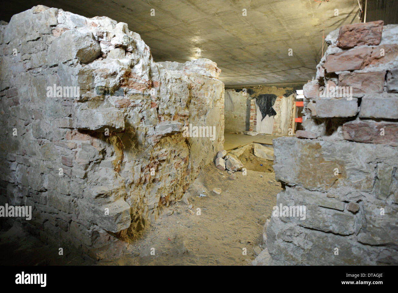 Berlin, Germany, shell of the Archaeological basement with foundation ...