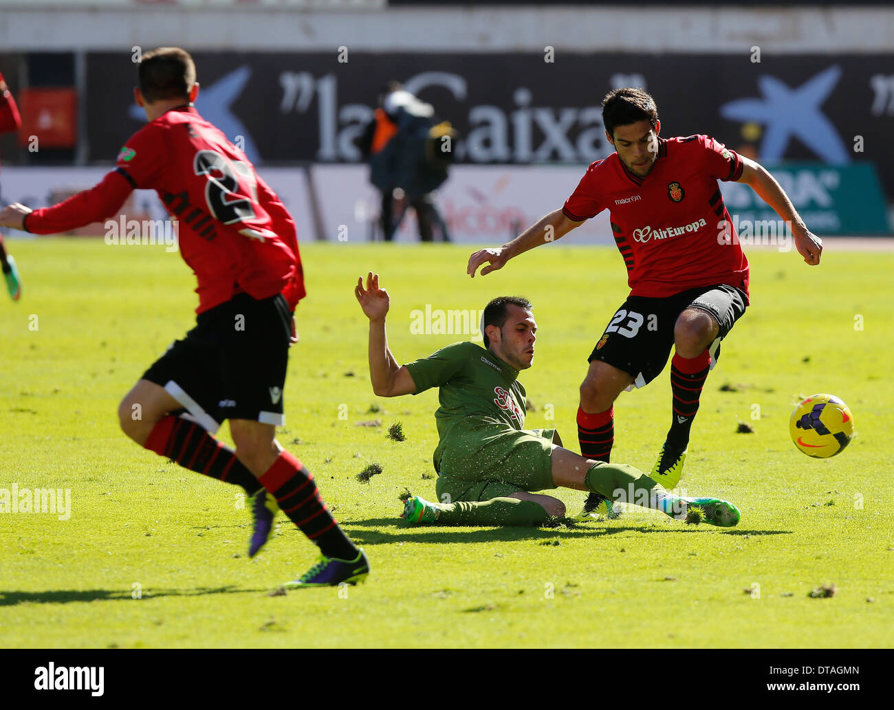 Scene from soccer match between Real Mallorca and Sporting Gijon on ...