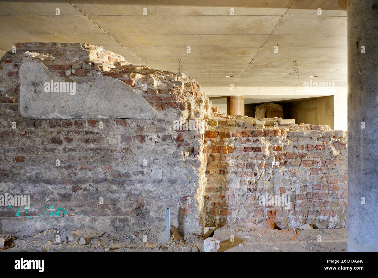 Berlin, Germany, shell of the Archaeological basement with foundation ...