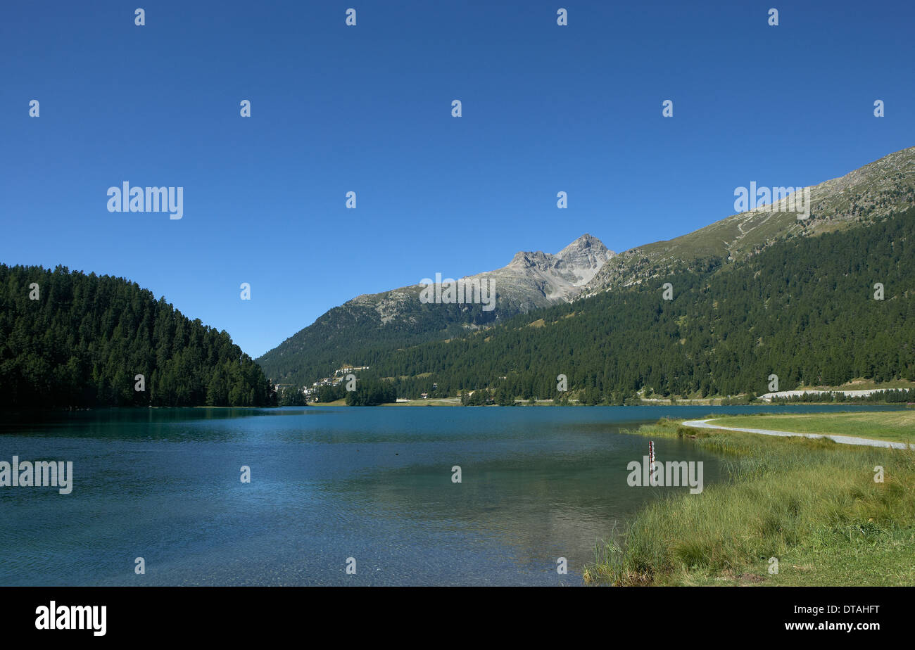 Champfer, Switzerland, on Champferer lake in the Upper Engadine Stock ...