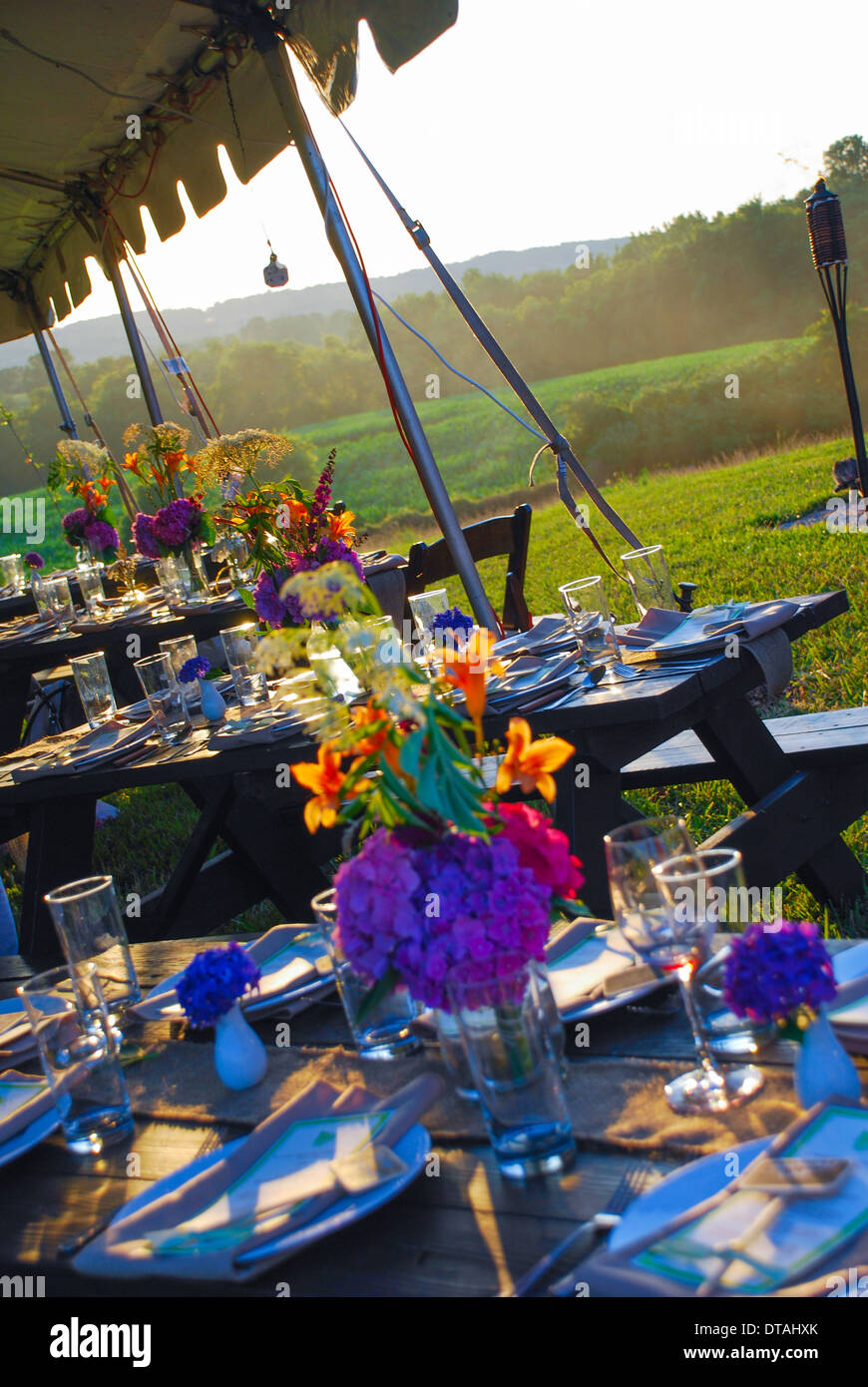 Evening Outdoor Farm Dinner in the Fall Stock Photo - Alamy