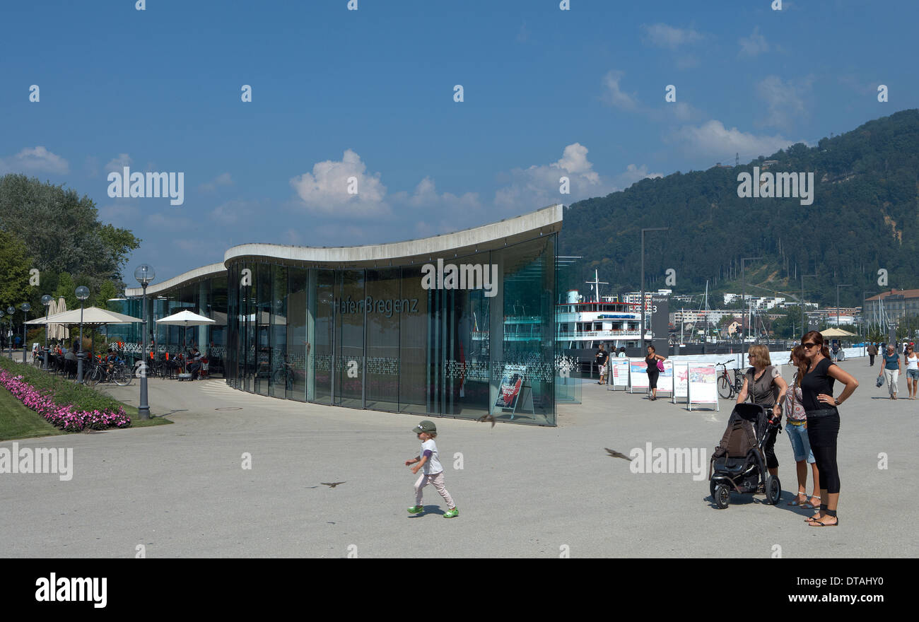 Bregenz, Austria, Bregenz harbor promenade on the harbor pavilion Stock ...