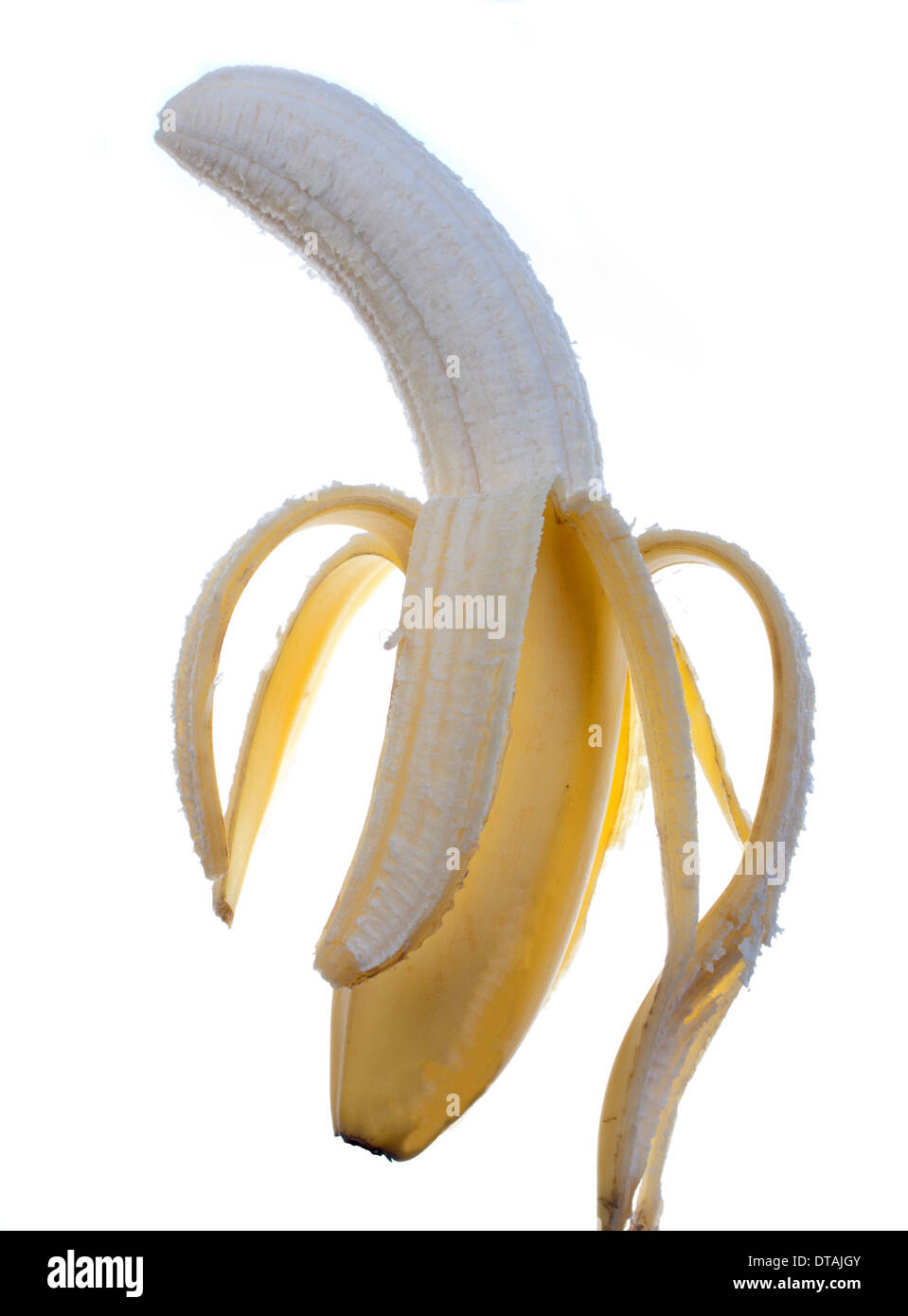 Open banana isolated on white background Stock Photo - Alamy
