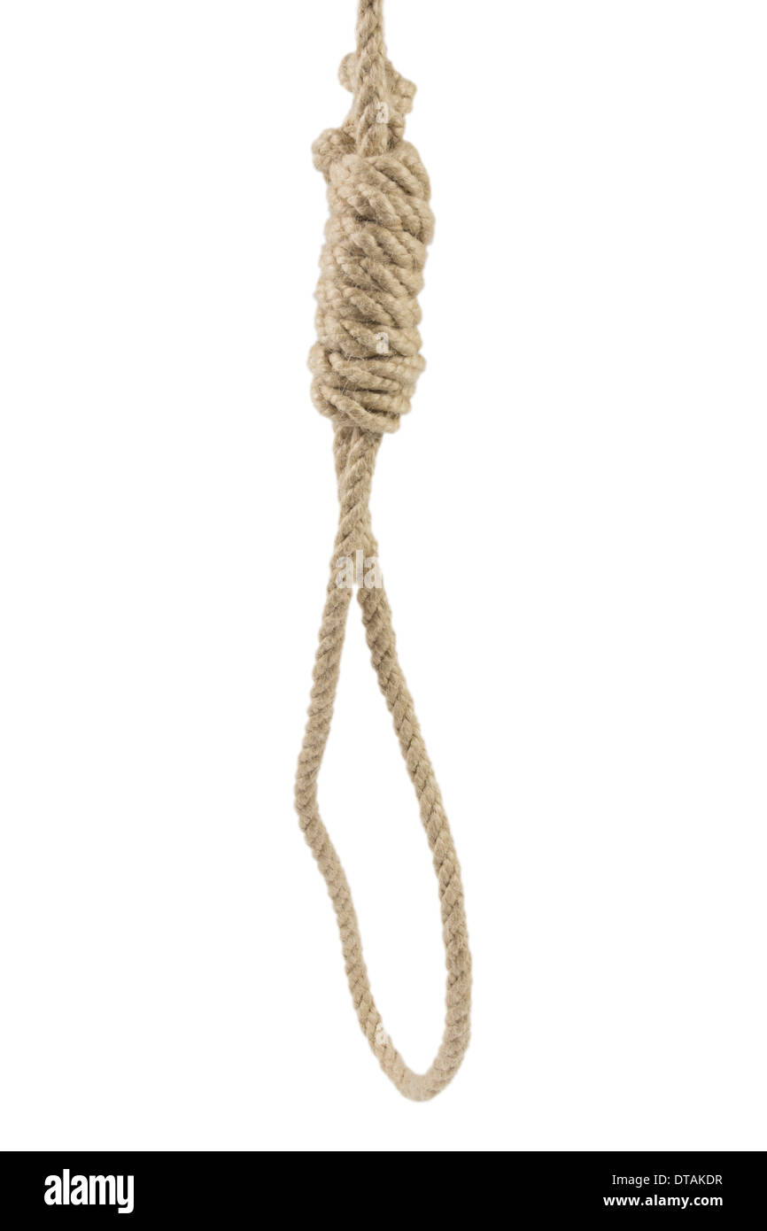 Rope with hangman's noose isolated on white background Stock Photo - Alamy