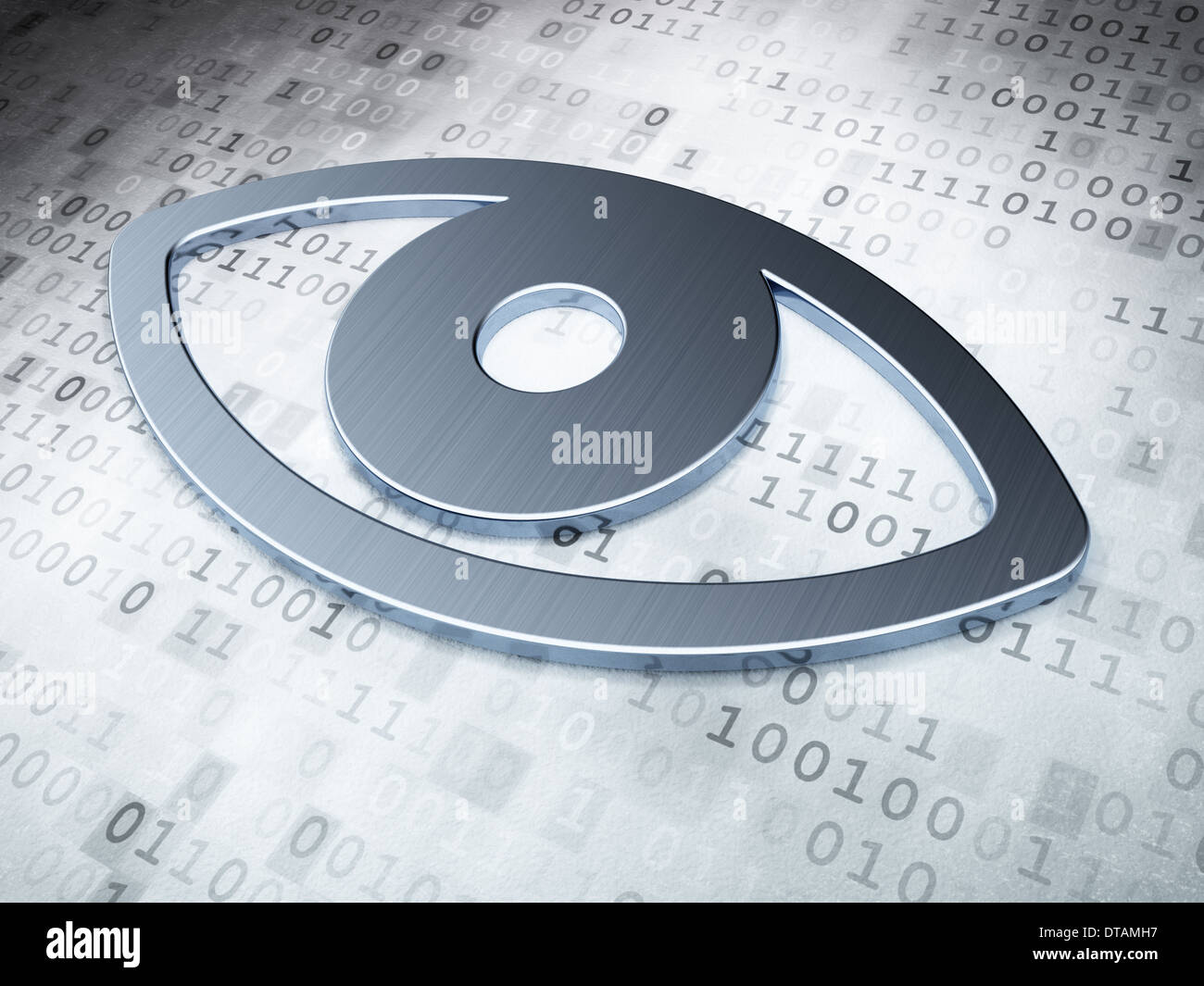 Safety concept: Silver Eye on digital background Stock Photo - Alamy