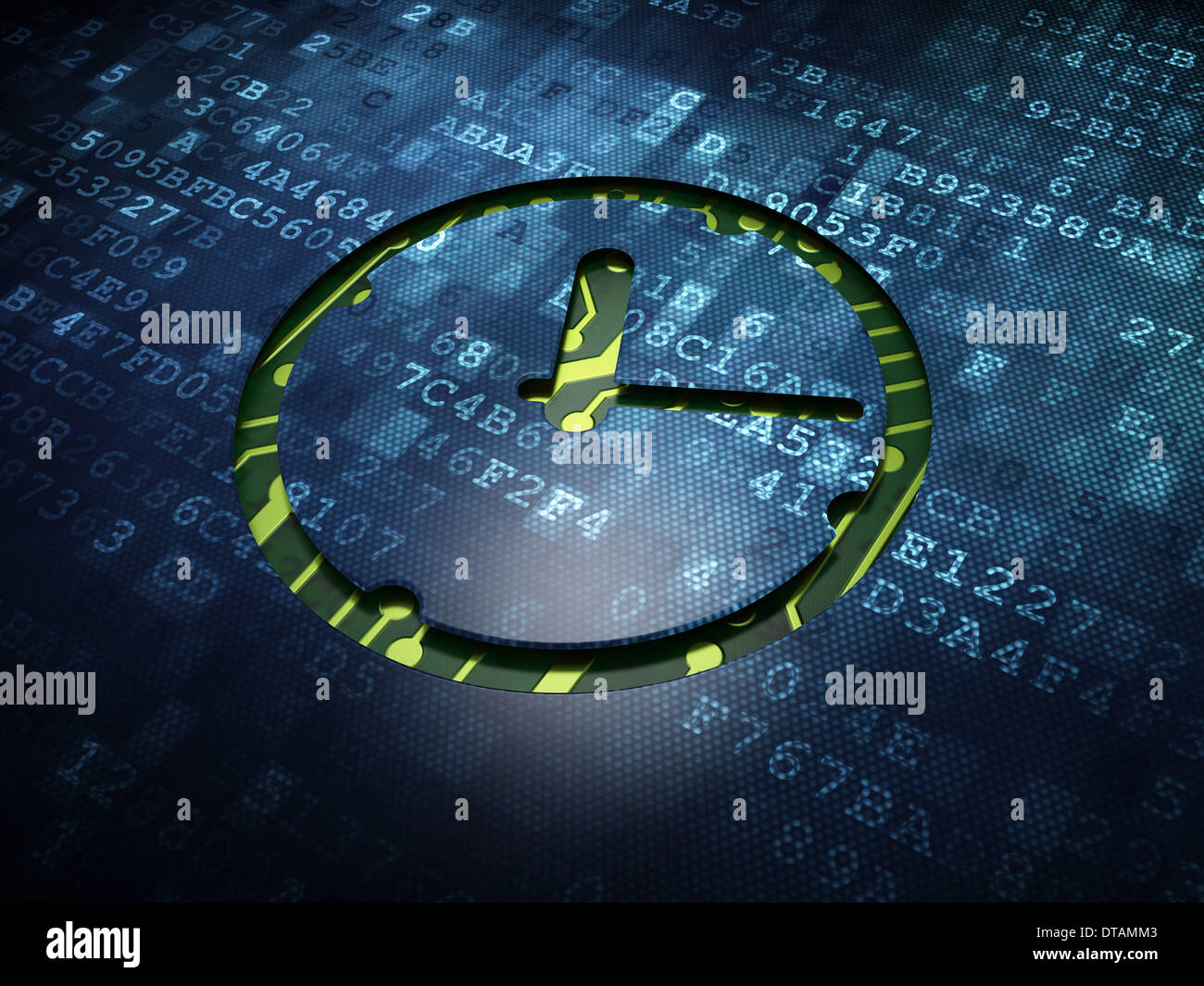 Time concept: Clock on digital screen background Stock Photo - Alamy