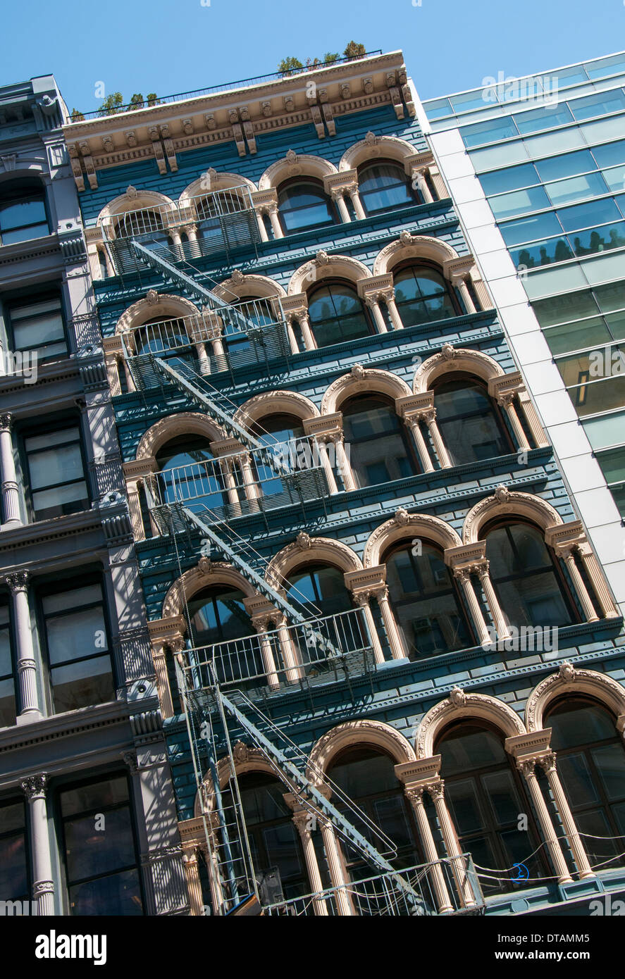 Building fire escape stairs new york city ny hi-res stock photography ...