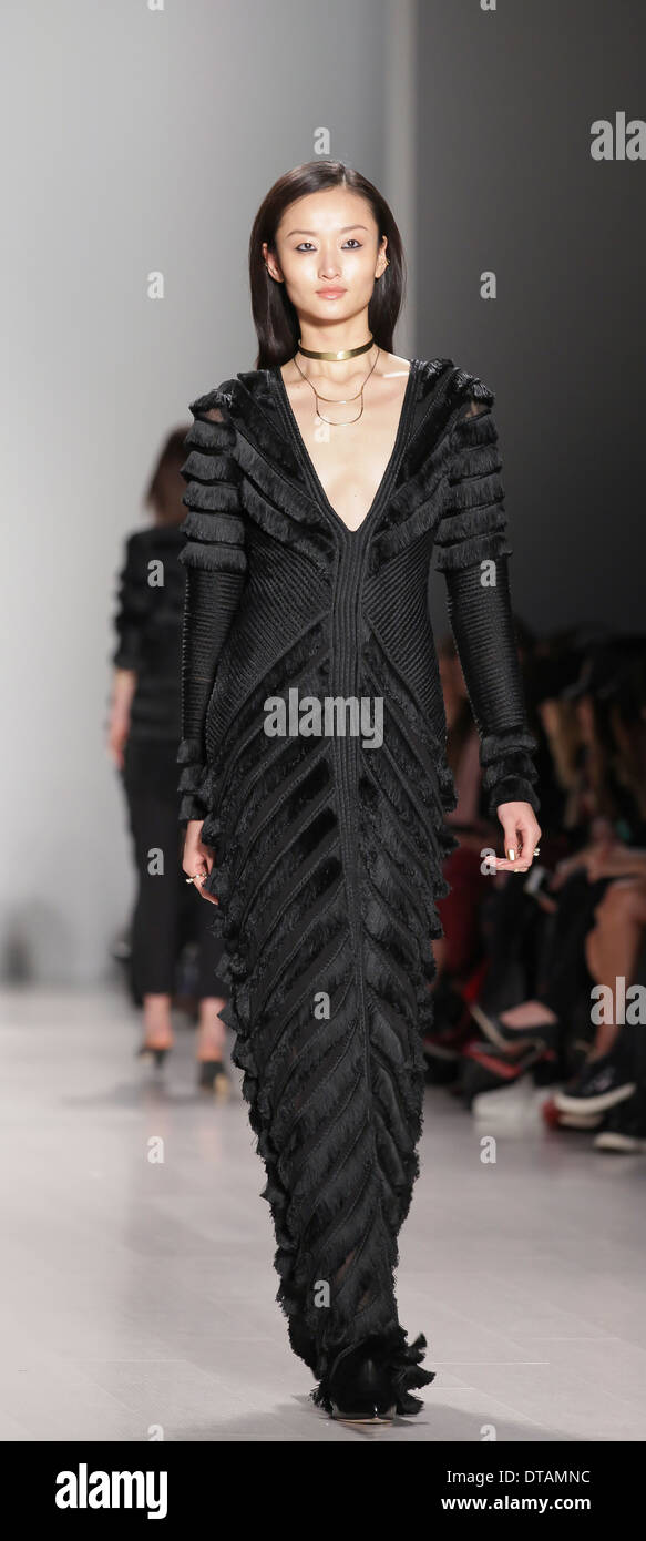 New York, NY, USA - February 08, 2014: Model walks runway for Mara ...