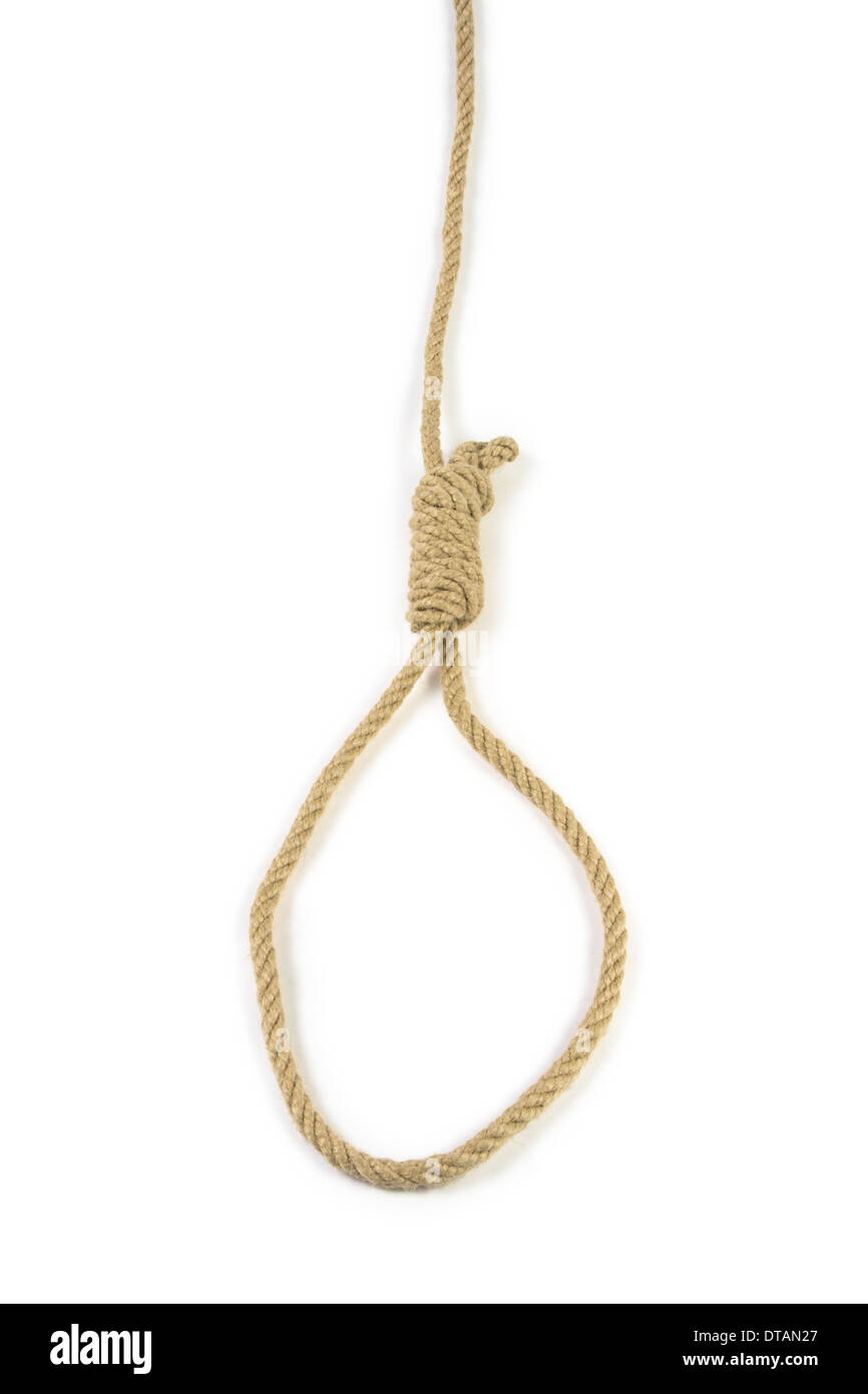 Rope with hangman's noose isolated on white background Stock Photo - Alamy