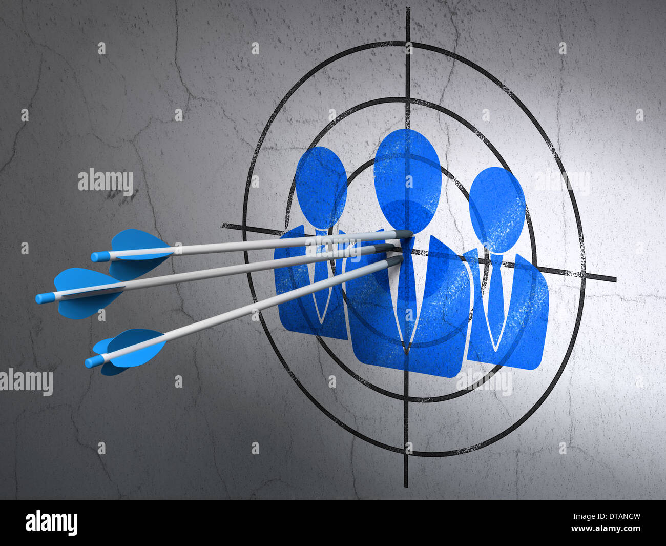 Advertising concept: arrows in Business People target on wall ...