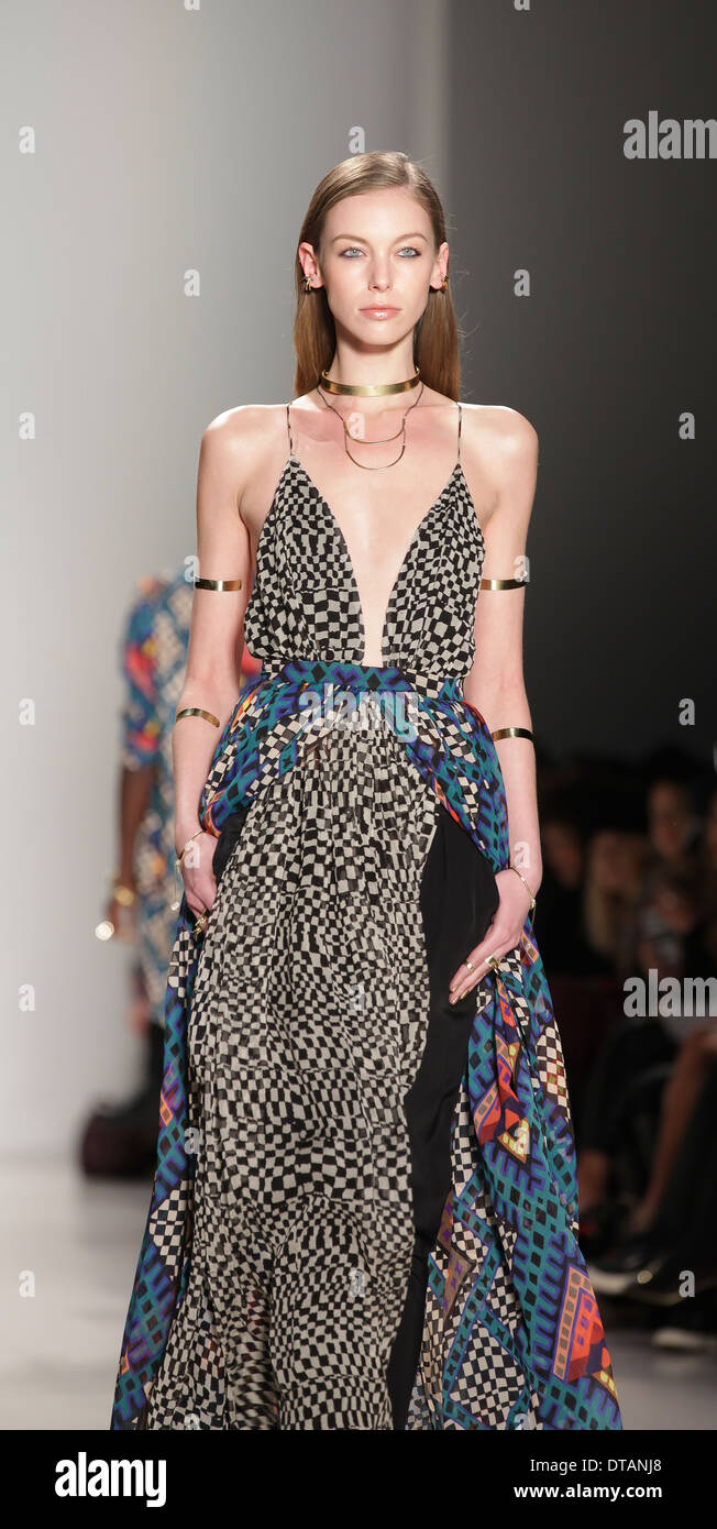 New York, NY, USA - February 08, 2014: Model walks runway for Mara ...