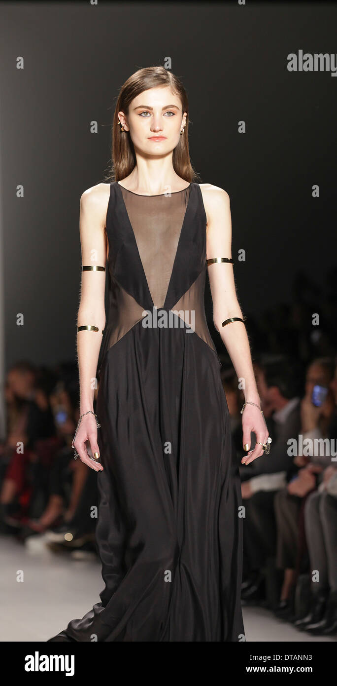 New York, NY, USA - February 08, 2014: Model walks runway for Mara ...