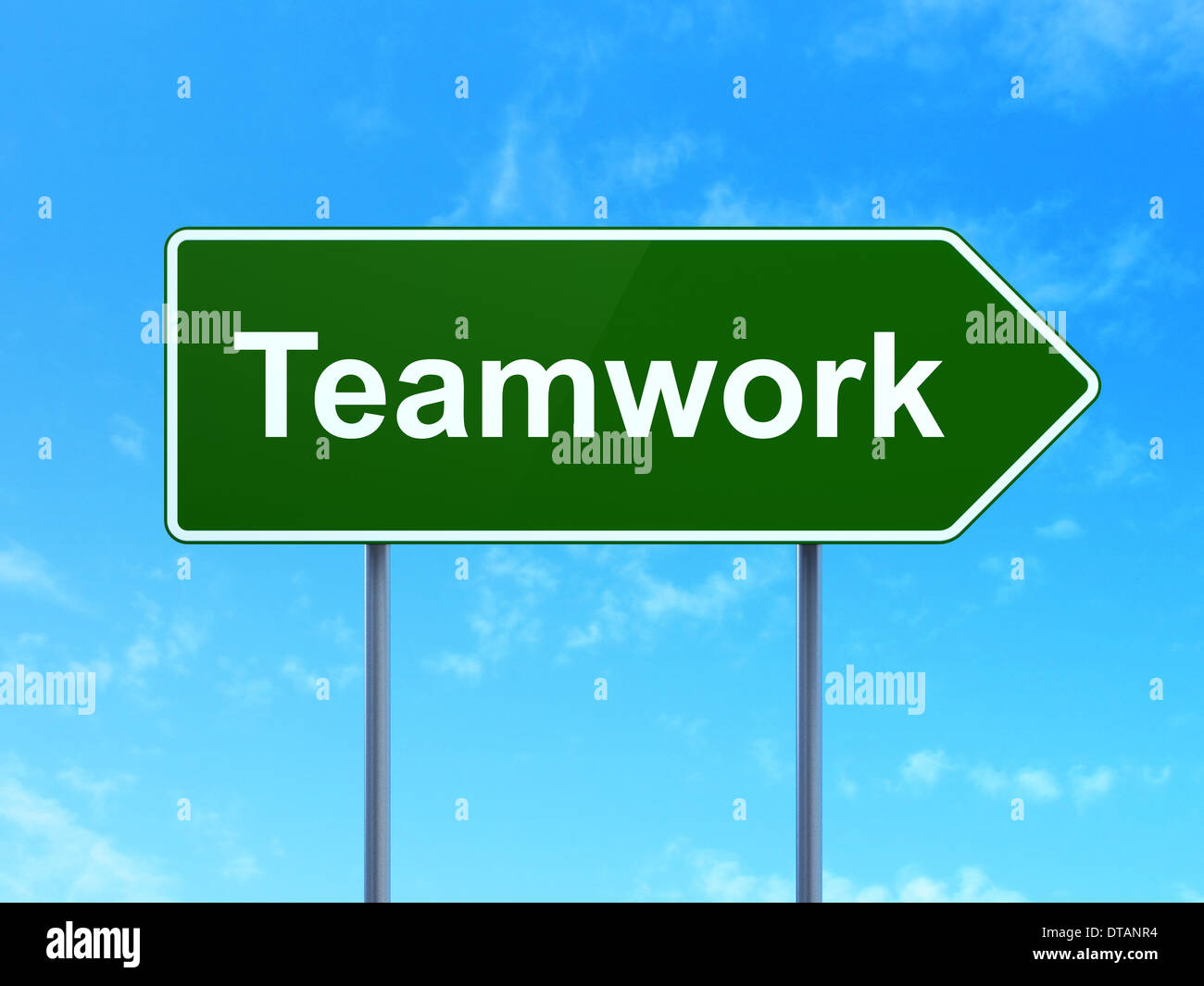 Finance concept: Teamwork on road sign background Stock Photo - Alamy