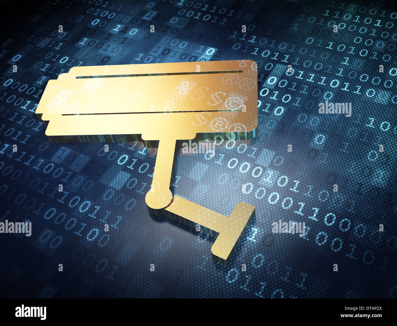 Privacy concept: Golden Cctv Camera on digital background Stock Photo ...
