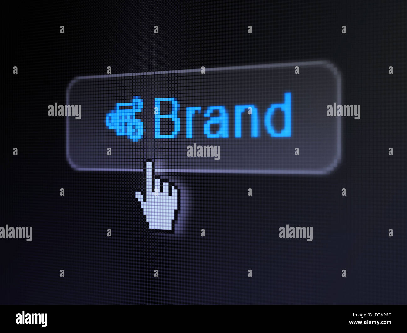 Advertising concept: Brand and Calculator on digital button background ...