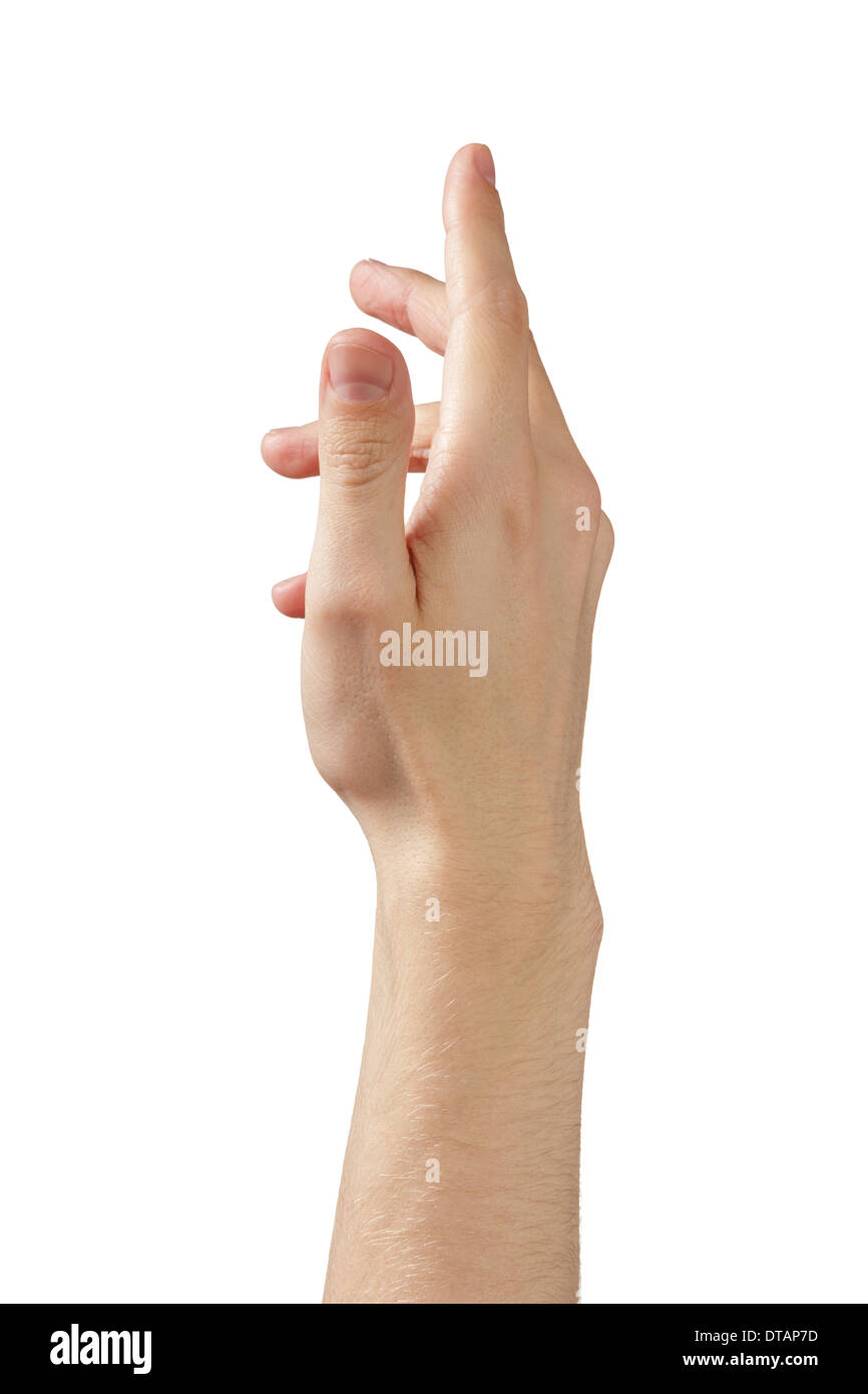 adult man hand stretched up, isolated on white Stock Photo - Alamy