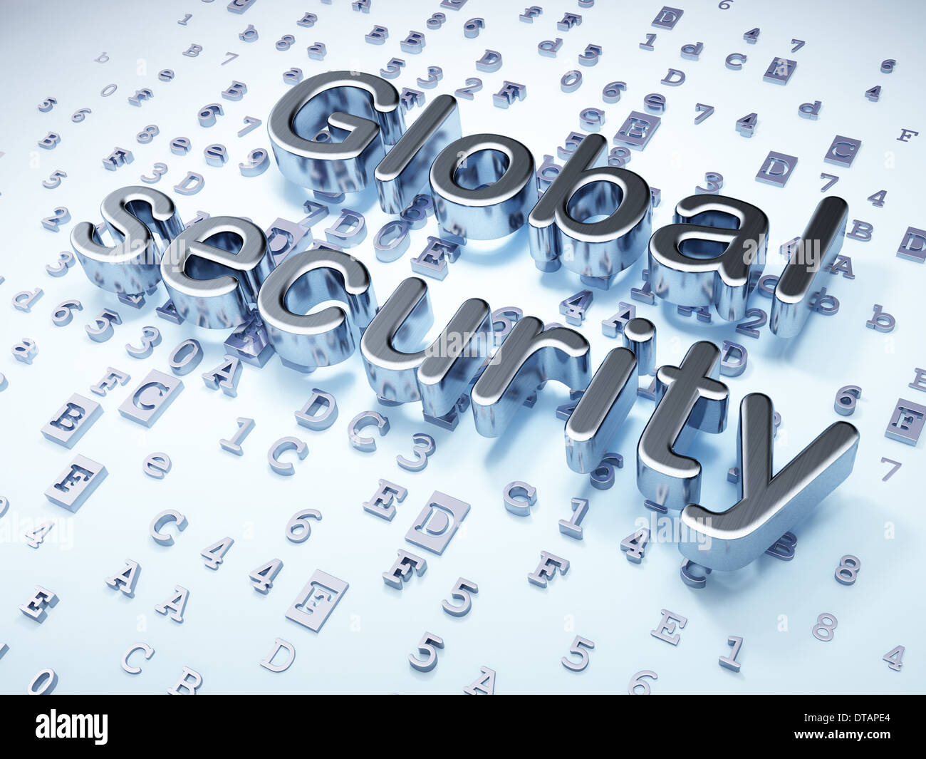 Silver Global Security on digital background Stock Photo - Alamy