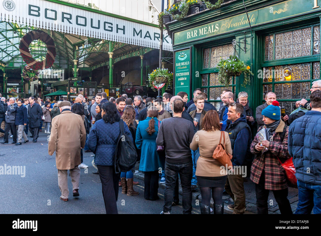 People Drinking Outside The Market Porter Pub, Borough Market, London ...