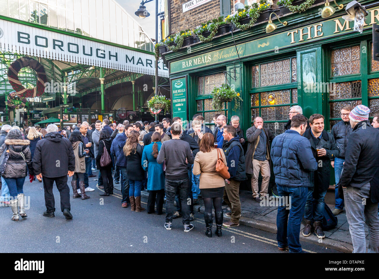 People Drinking Outside The Market Porter Pub, Borough Market, London ...