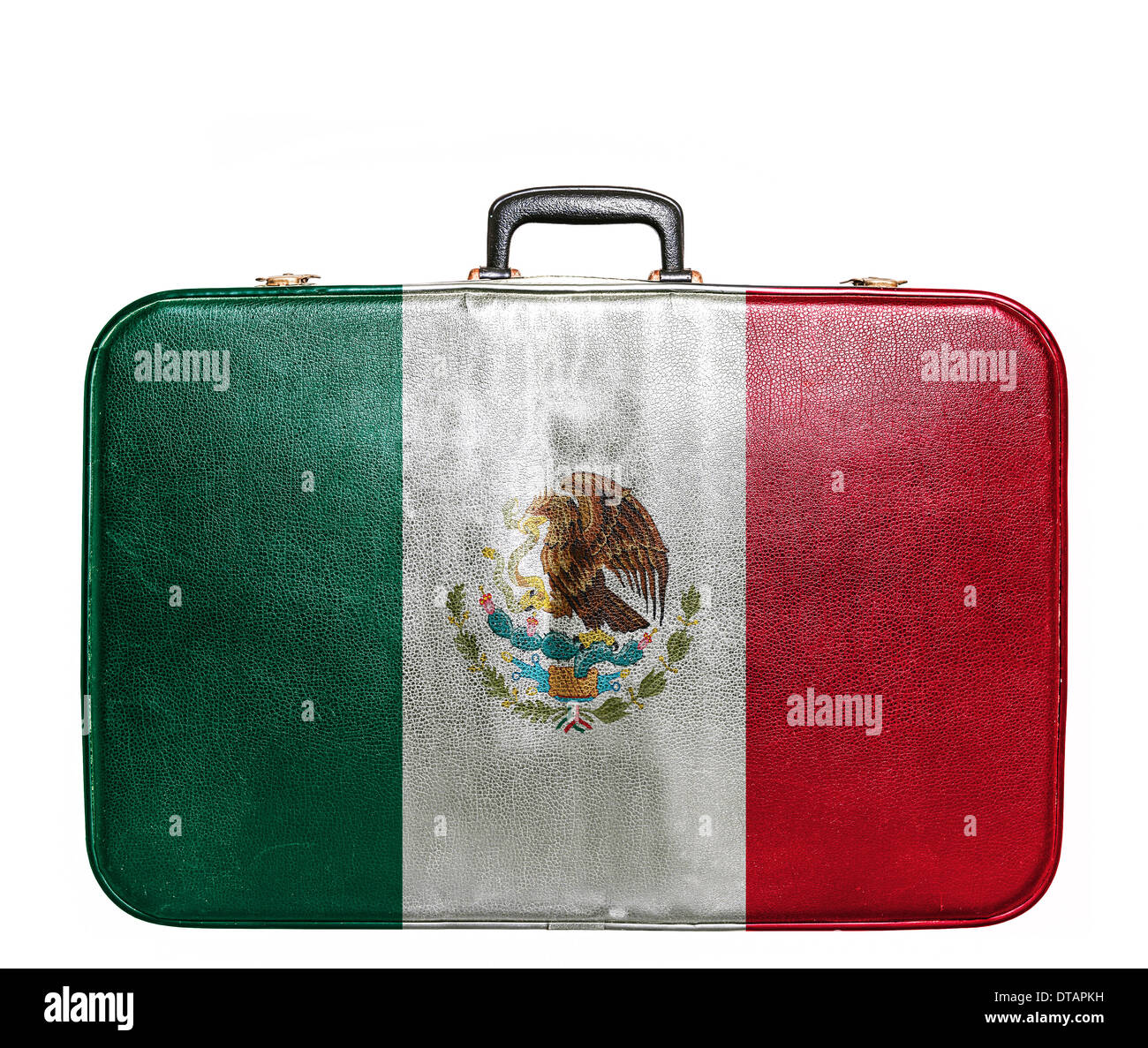 Vintage travel bag with flag of Mexico Stock Photo - Alamy