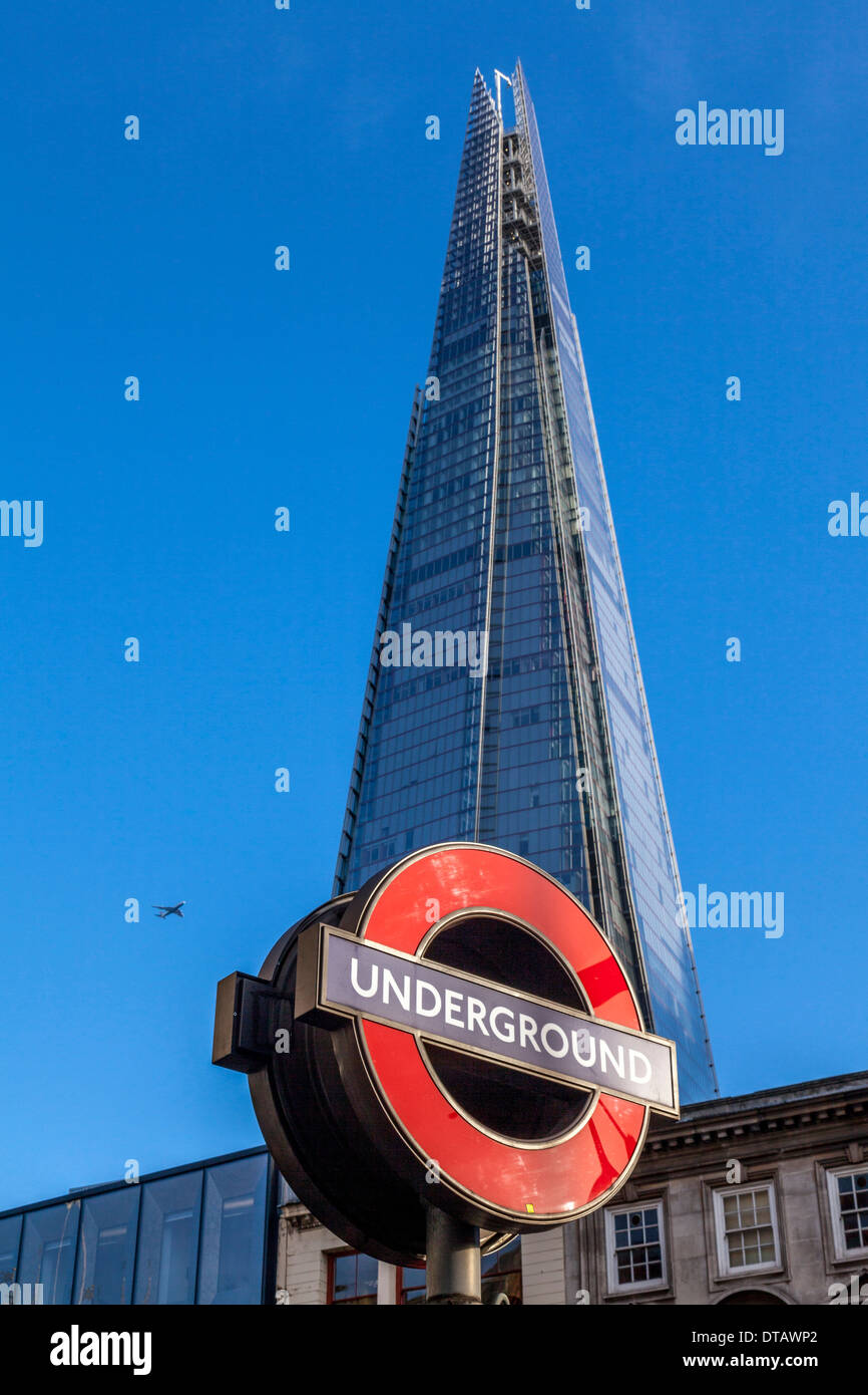 London Underground Sign and The Shard, London, England Stock Photo - Alamy