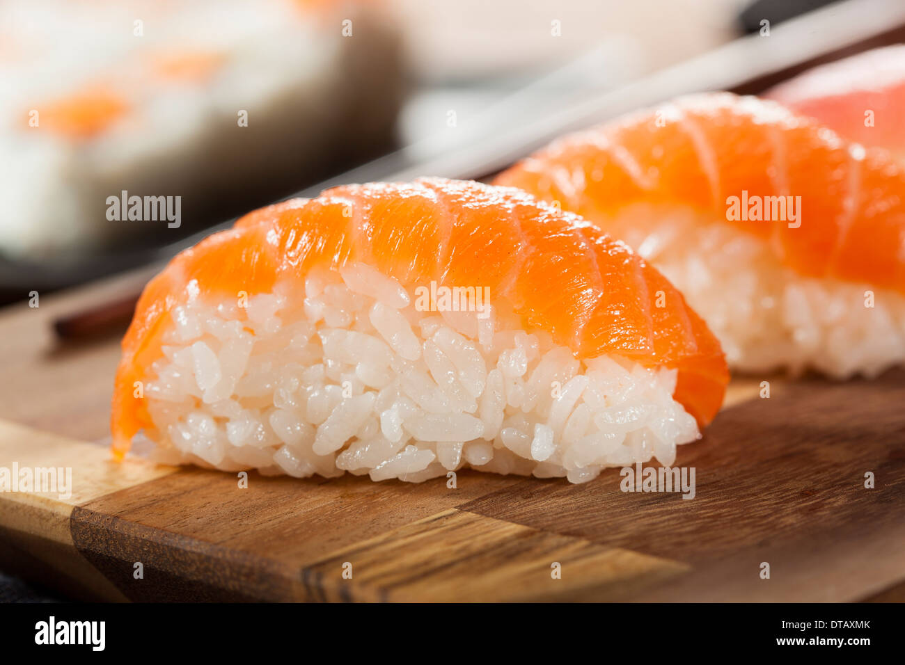Healthy Japanese Nigiri Sushi with Rice and Fish Stock Photo - Alamy