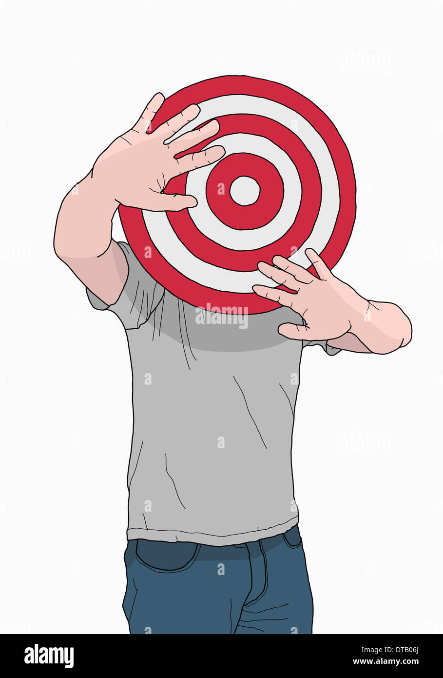 Illustration of man with target in front of his head Stock Photo - Alamy
