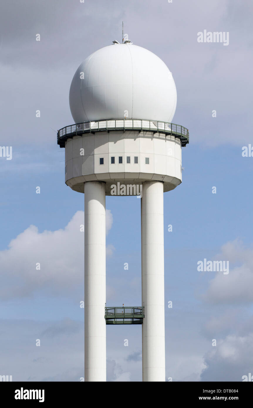 Air traffic control radar dome tower, Tempelhof Airport, Berlin ...