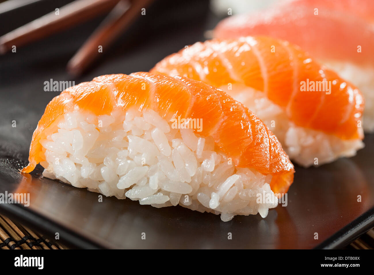 Healthy Japanese Nigiri Sushi with Rice and Fish Stock Photo - Alamy