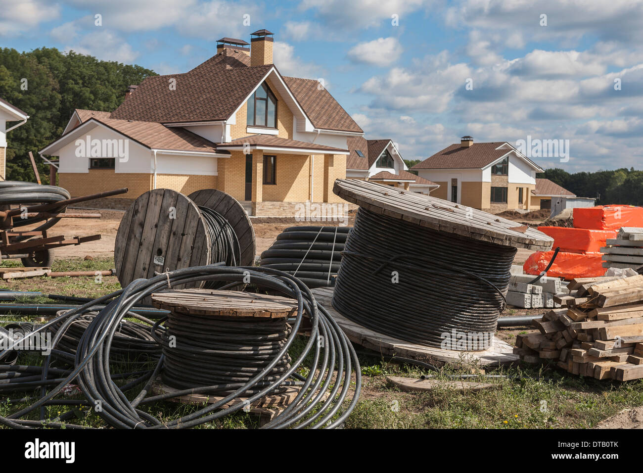 Reel of the cable wire on the construction site Stock Photo - Alamy
