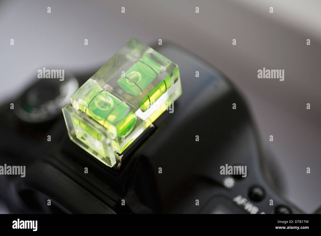 Camera with spirit level, close-up Stock Photo - Alamy