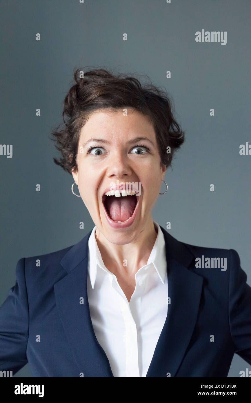 Portrait of female with open mouth hi-res stock photography and images ...