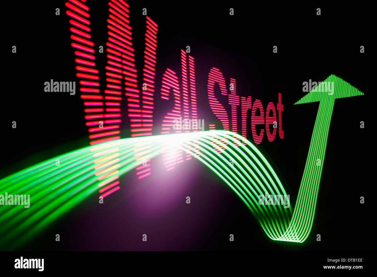 Up arrow sign and text 'Wall Street' with light effect Stock Photo - Alamy