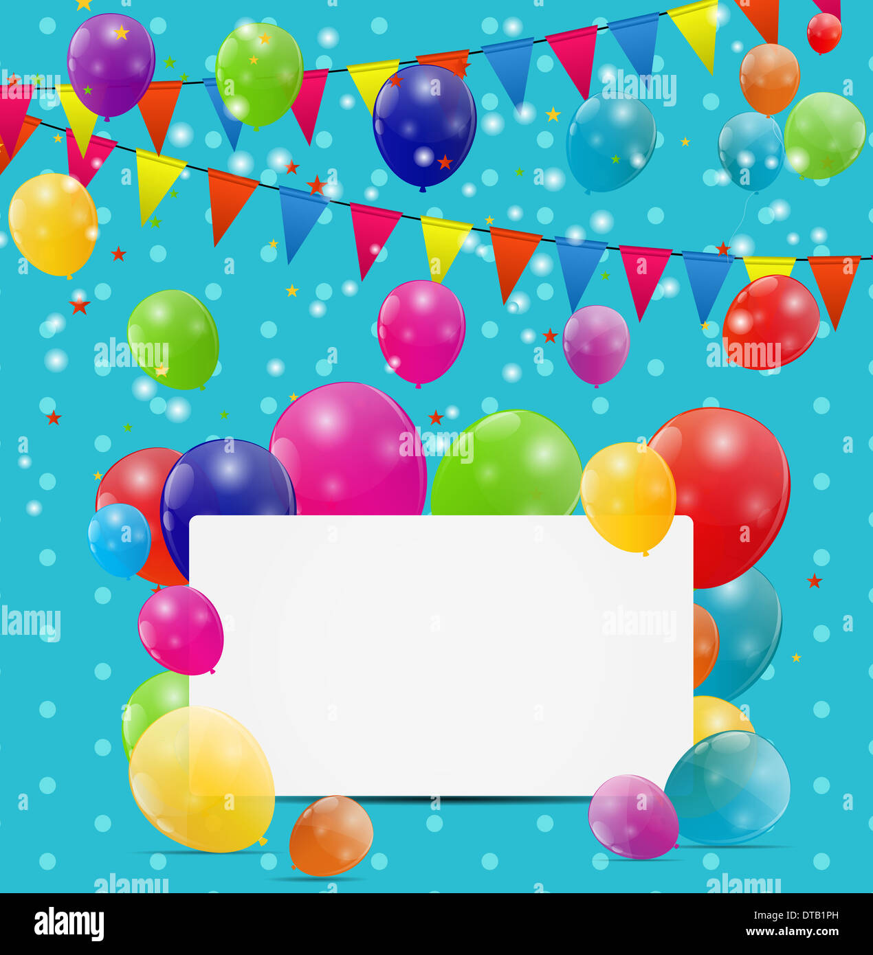 Color glossy balloons birthday card background vector illustration ...