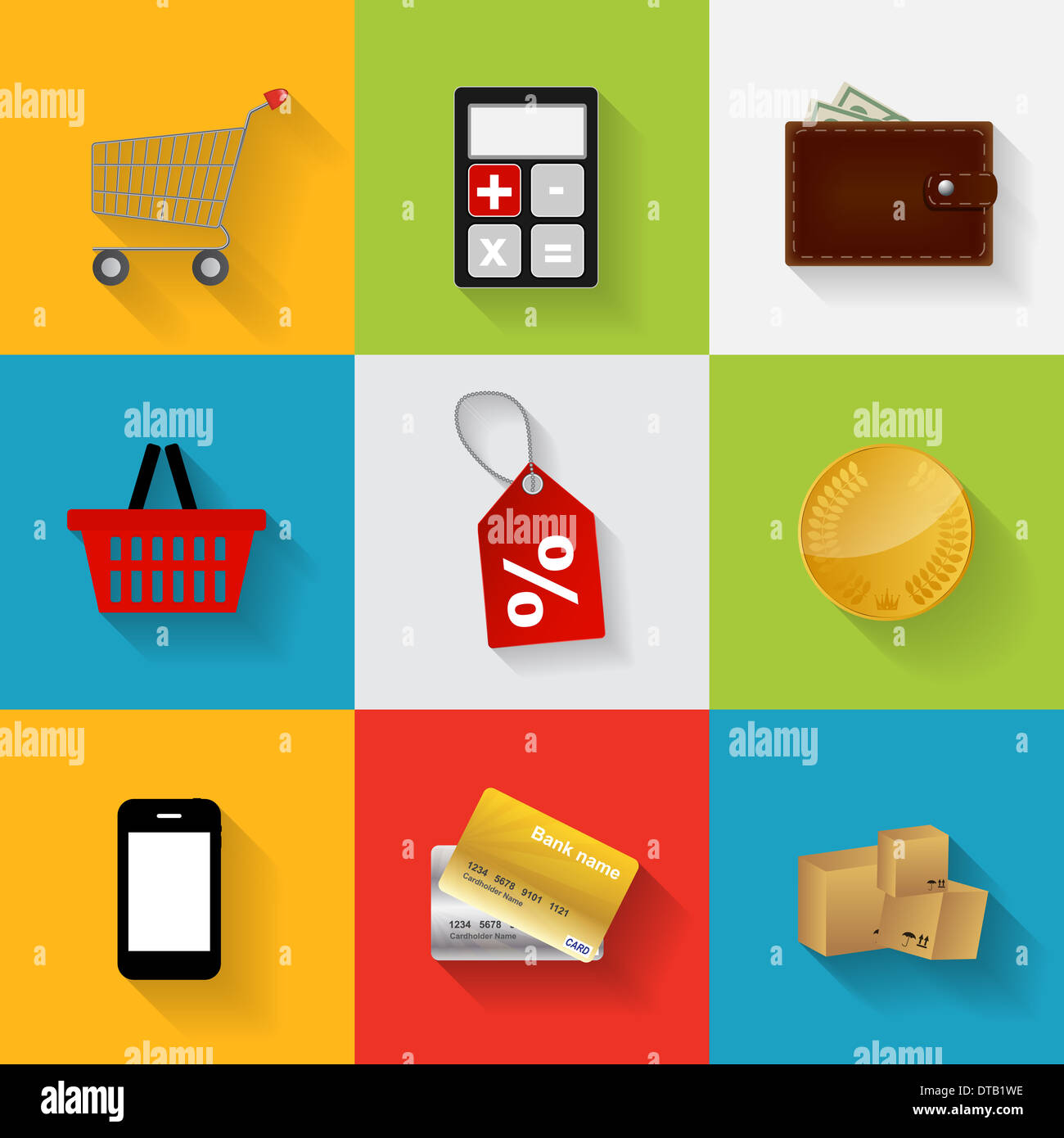Shopping Flat Icons Set Vector Illustration Stock Photo - Alamy