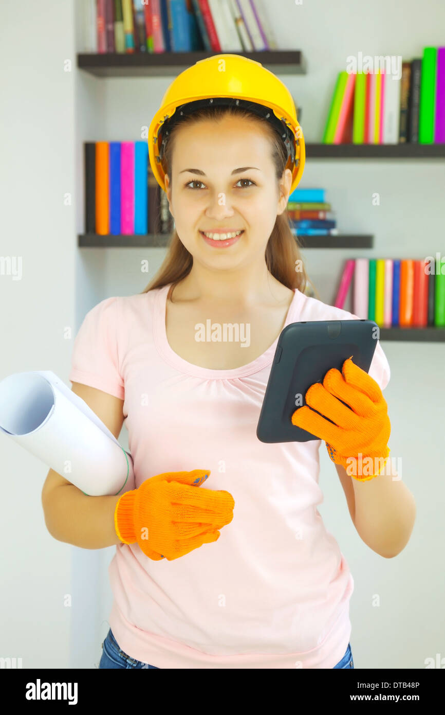 Young attractive lady architect with blueprints Stock Photo - Alamy Young attractive lady architect with blueprints Stock Photo - Alamy