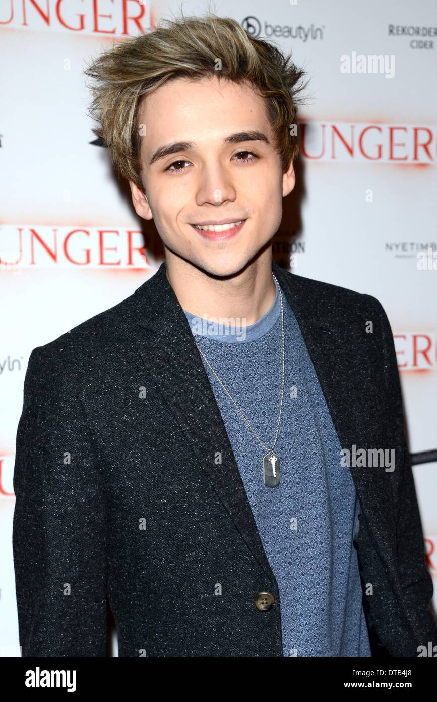 London, UK. 13th Feb 2014. Elyar Fox celebrities arrives at the Hunger ...