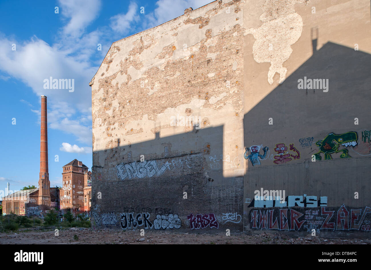 Berlin, Germany, the ruins of the ice factory and firewalls Stock Photo ...