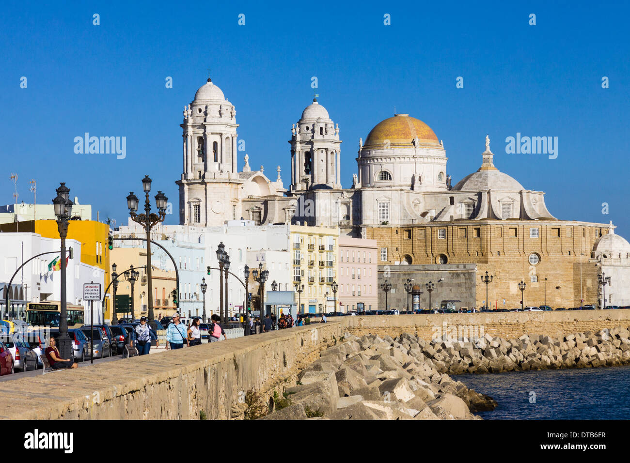 Promenade and Cathedral of Cadiz, Andalusia, Spain Stock Photo - Alamy
